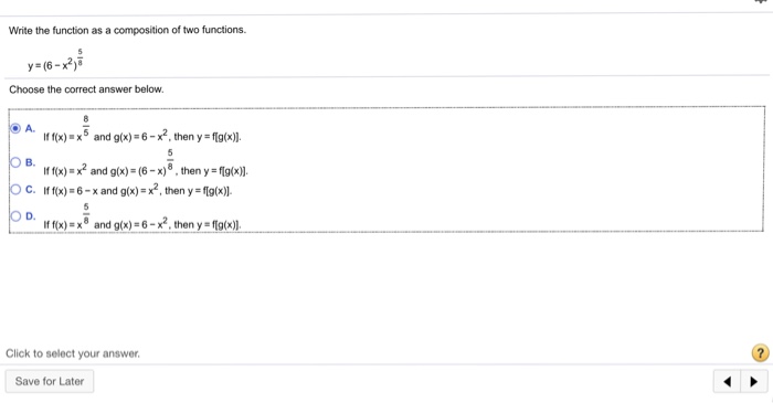 Solved Write the function as a composition of two functions. | Chegg.com
