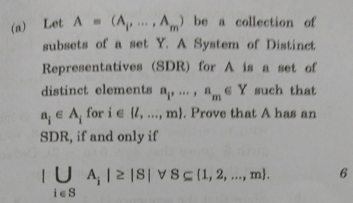 Solved (a) Let A = (Ai, , Am) be a collection of subsets of | Chegg.com