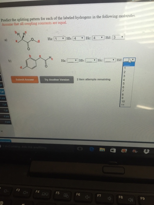 Solved Predict the splitting pattern for each of the labeled | Chegg.com