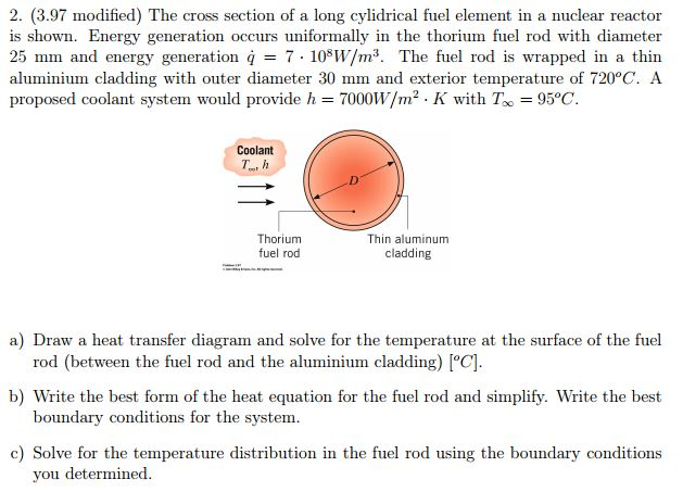 Solved The cross section of a long cylindrical fuel element | Chegg.com