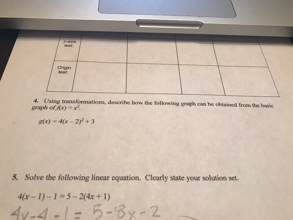 Solved Using Transformations Describe How The Following Chegg