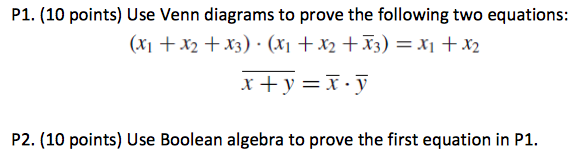 Solved P1. (10 points) Use Venn diagrams to prove the | Chegg.com