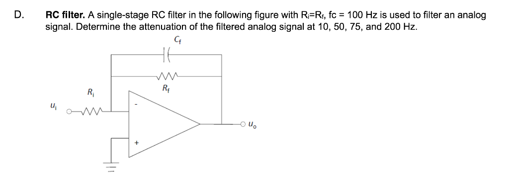 Solved Re filter. A single-stage RC filter in the following | Chegg.com