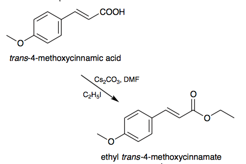 Solved HI trans-4-methoxycinnamic acid Cs2CO3, DMF ethyl | Chegg.com