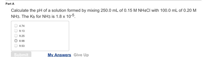 Solved Calculate the PH of a solution formed by mixing 250.0 | Chegg.com
