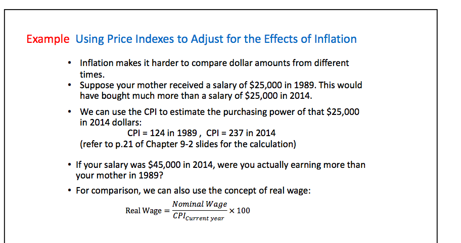 Solved Example Using Price Indexes to Adjust for the Effects | Chegg.com