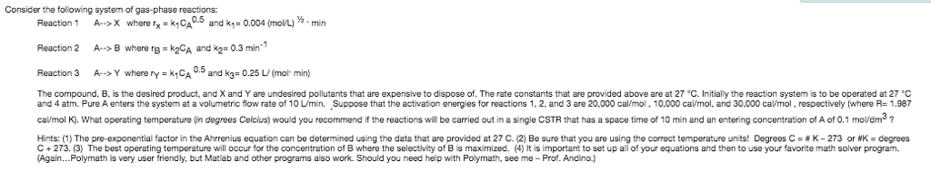 Consider the following system of gas-phase reactions: | Chegg.com