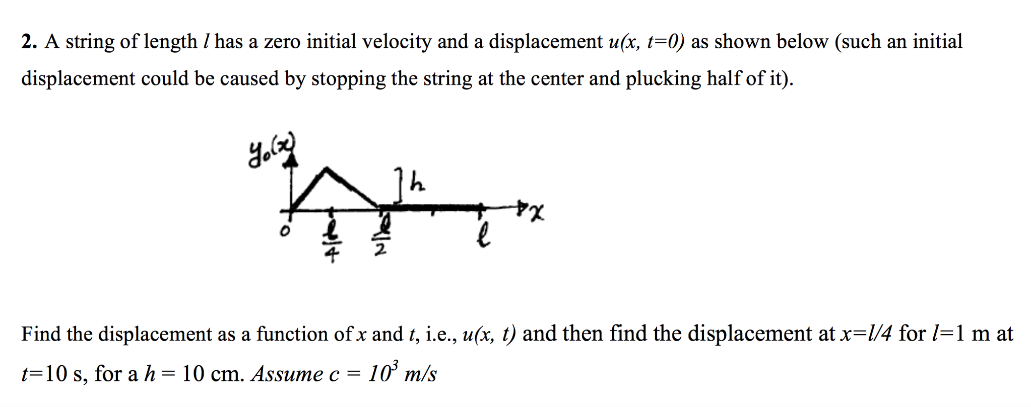Solved A string of length l has a zero initial velocity and | Chegg.com