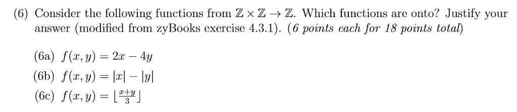 Solved Consider the following functions from Z times Z | Chegg.com