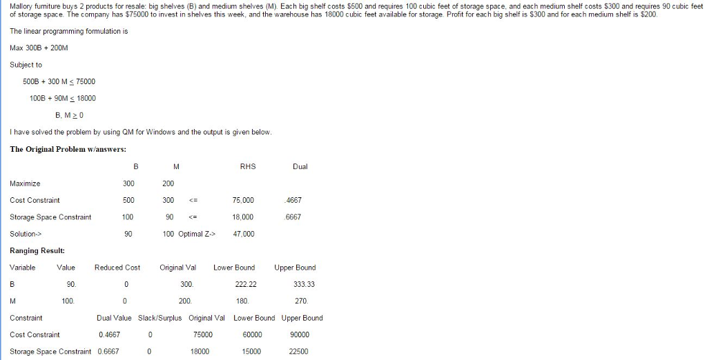 Solved 1. Determine and interpret the optimal solution and | Chegg.com