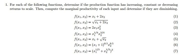 Solved For each of the following functions, determine if the | Chegg.com