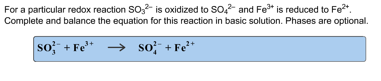 Solved For a particular redox reaction SO3^2- is oxidized to | Chegg.com