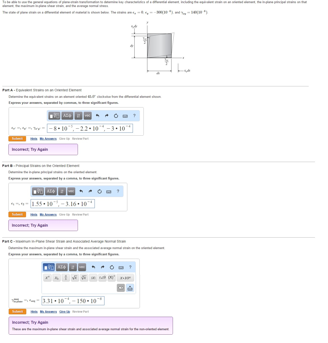 Solved Mechanics Of Materials The state of plane strain | Chegg.com