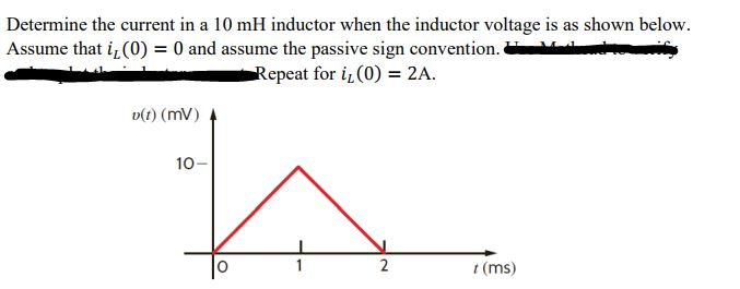 Solved Determine the current in a 10 mH inductor when the | Chegg.com