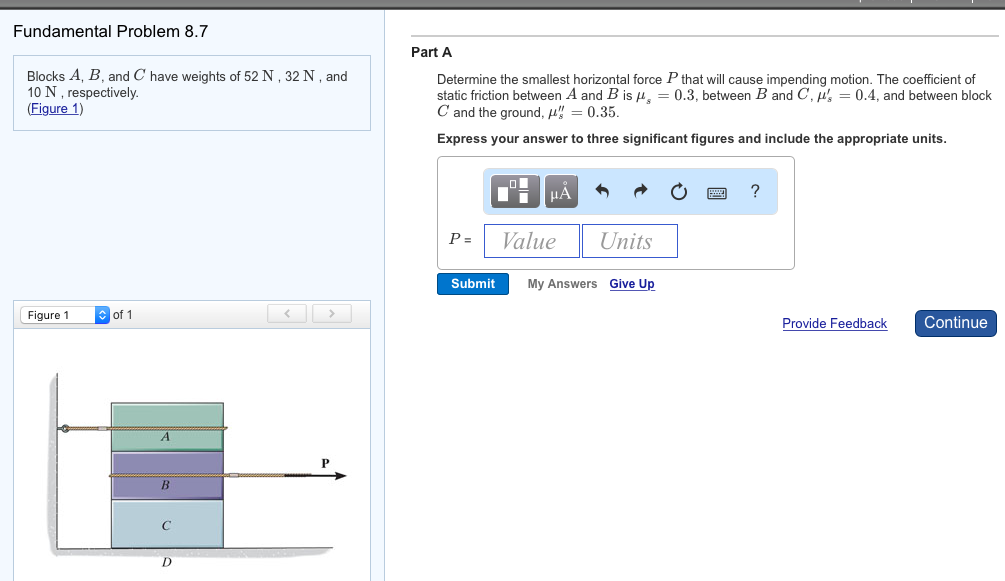 Solved Fundamental Problem 8.7 Part A Blocks A, B, and C | Chegg.com