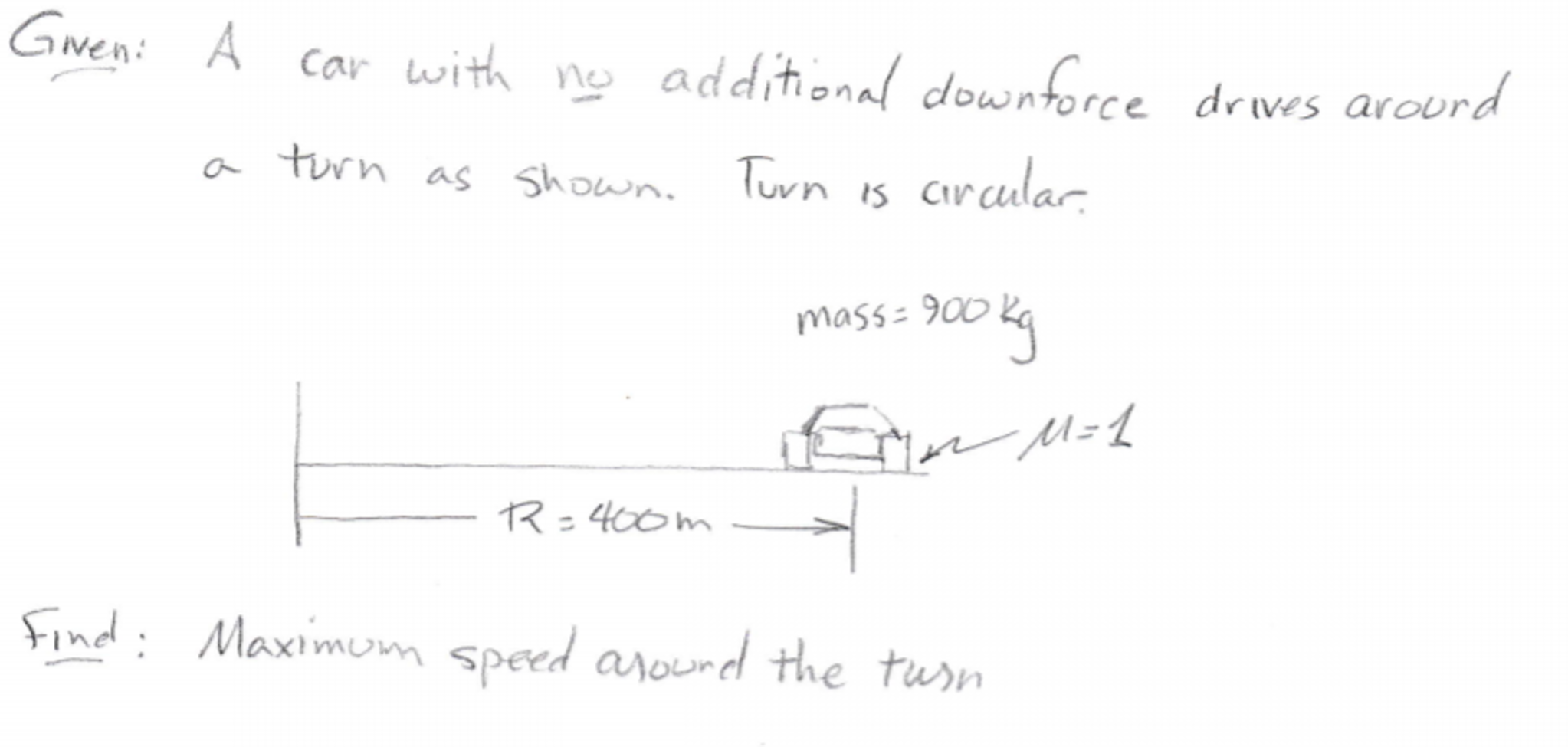 Solved A car with no additional downforce drives around a | Chegg.com