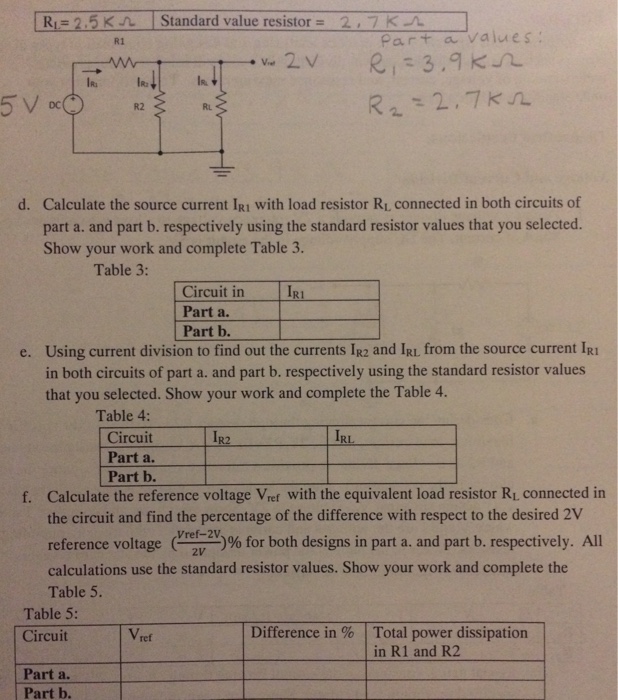 Solved R_L = 2.5 Kohm standard value resistor = 2.7 Kohm | Chegg.com
