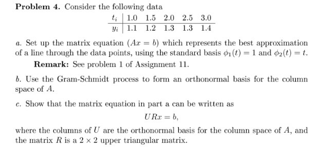 Solved Consider the following data Set up the matrix | Chegg.com