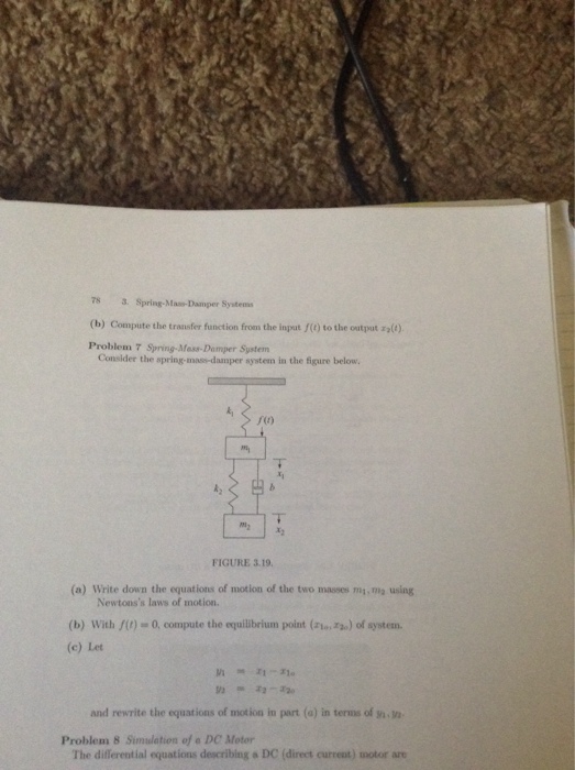 Solved Compute the transfer function from the input f(t) to | Chegg.com