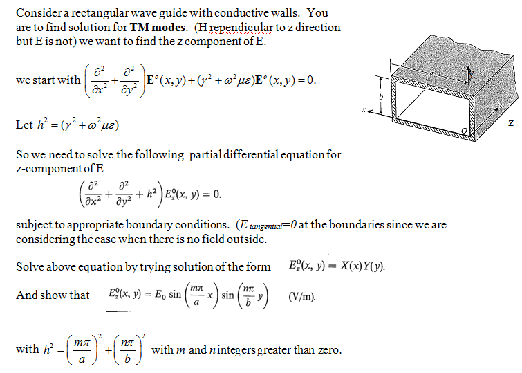 Solved Consider a rectangular wave guide with conductive | Chegg.com