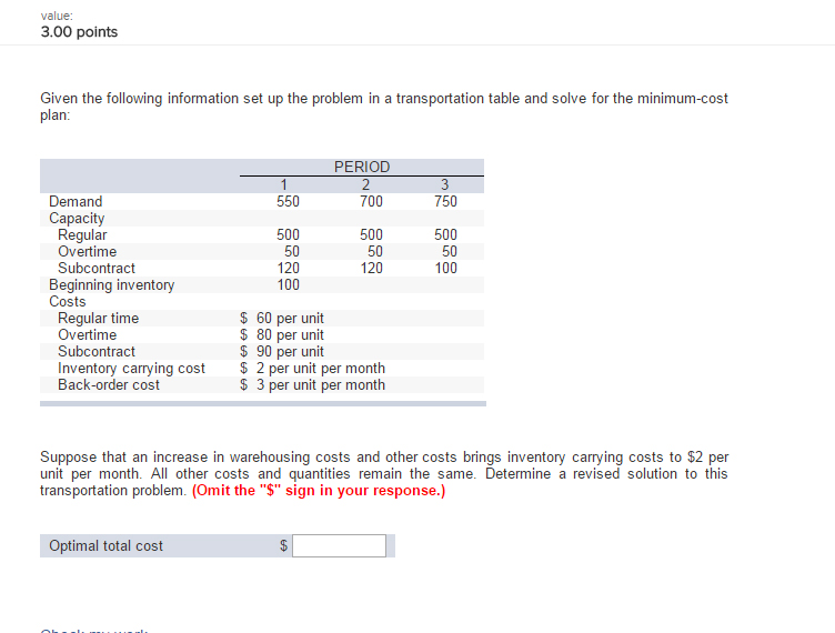 Solved Given the following information set up the problem in | Chegg.com