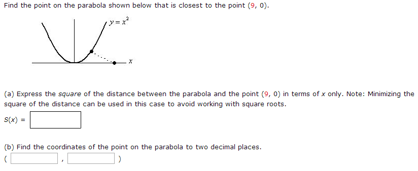 Solved Find the point on the parabola shown below that is | Chegg.com