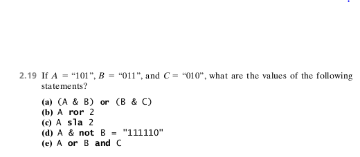 Solved 2.19 1f A = ''101'', B = ''011'', and C = ''010'', | Chegg.com