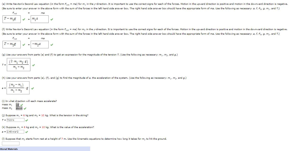 Solved e) Write Newton's Second Law equation (in the form | Chegg.com