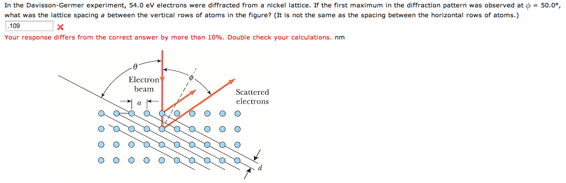 In the Davisson-Germer experiment, 54.0 eV electrons | Chegg.com