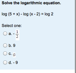 Solved Solve the logarithmic equation. log 4x = log 5 + log | Chegg.com