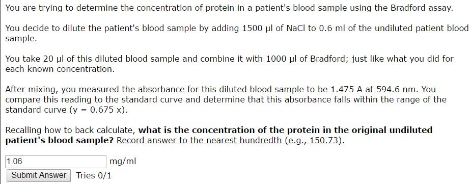 Solved You are trying to determine the concentration of | Chegg.com