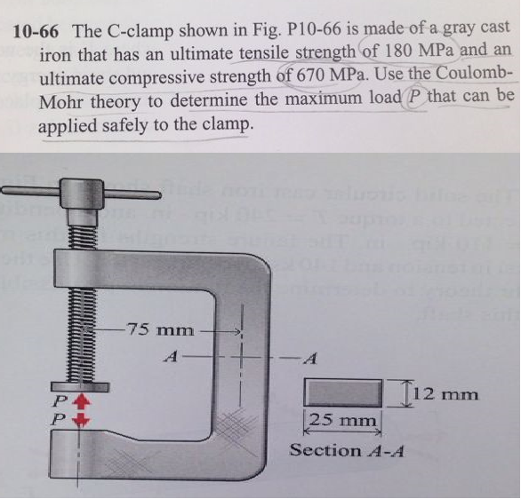 The C-clamp shown in Fig. P10-66 is made of a gray | Chegg.com