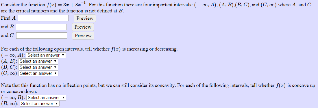 Solved Consider the function f(x) = 3x + 8x^-1. For this | Chegg.com
