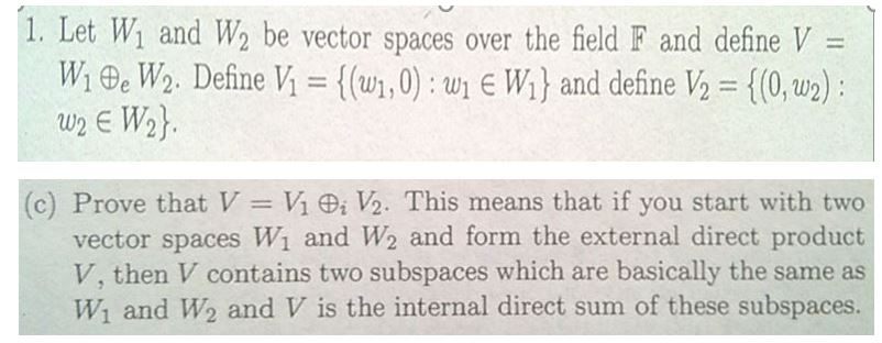 Solved 1, Let W1 and W2 be vector spaces over the field F | Chegg.com
