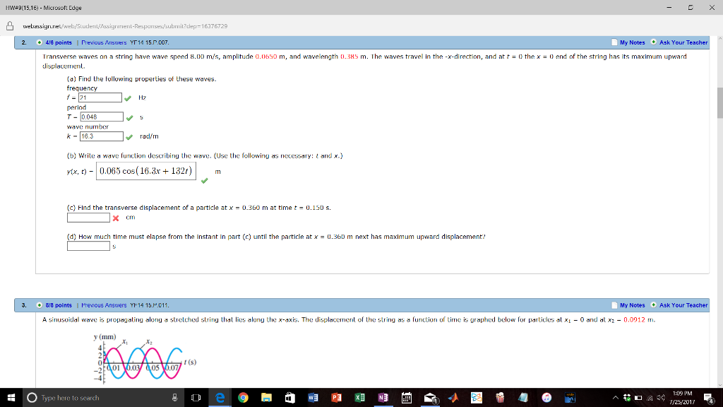 Solved Transverse waves on a string have wave speed 8.00 | Chegg.com