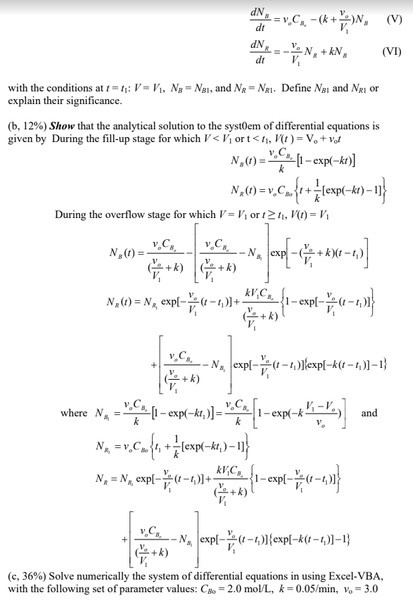 Mixed-Flow Reactor At time zero, a liquid stream | Chegg.com
