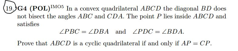 Solved 19)G4 (POL)IMO5 In a convex quadrilateral ABCD the | Chegg.com