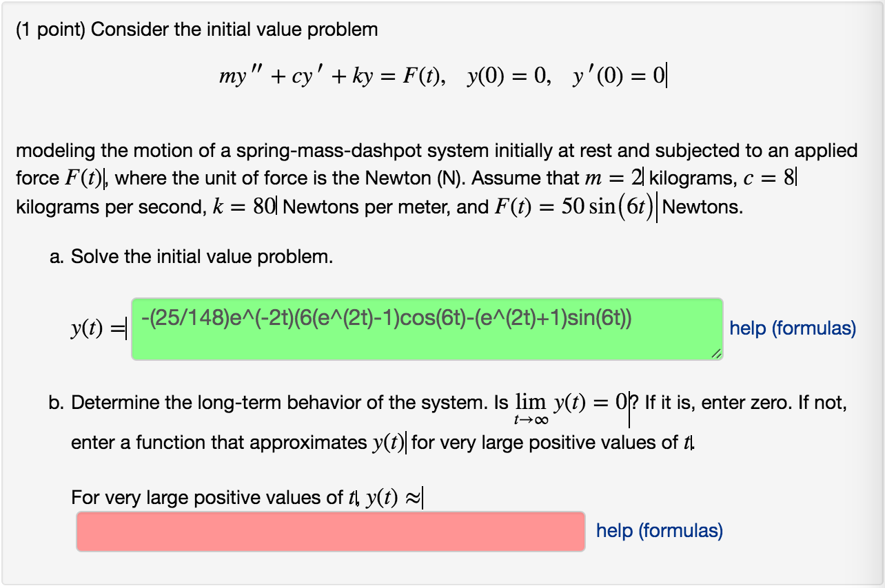 Solved Consider the initial value problem my " + cy ' + ky | Chegg.com