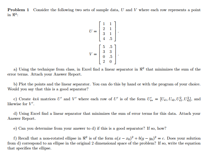 Problem 1 Consider the following two sets of sample | Chegg.com Problem 1 Consider the following two sets of sample | Chegg.com