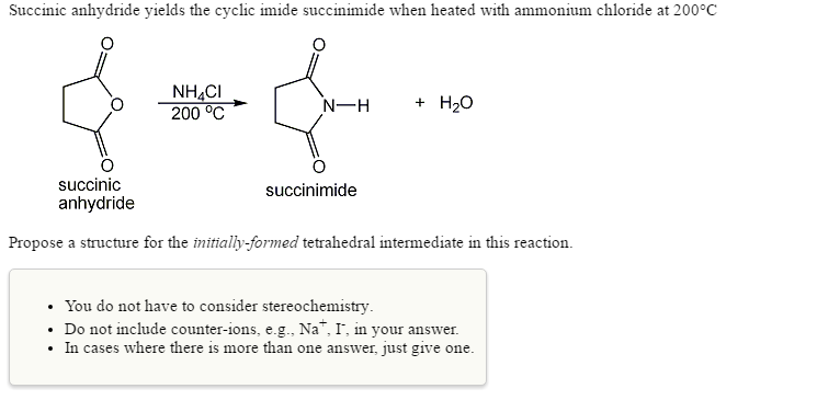 Solved Succinic anhydride yields the cyclic imide | Chegg.com