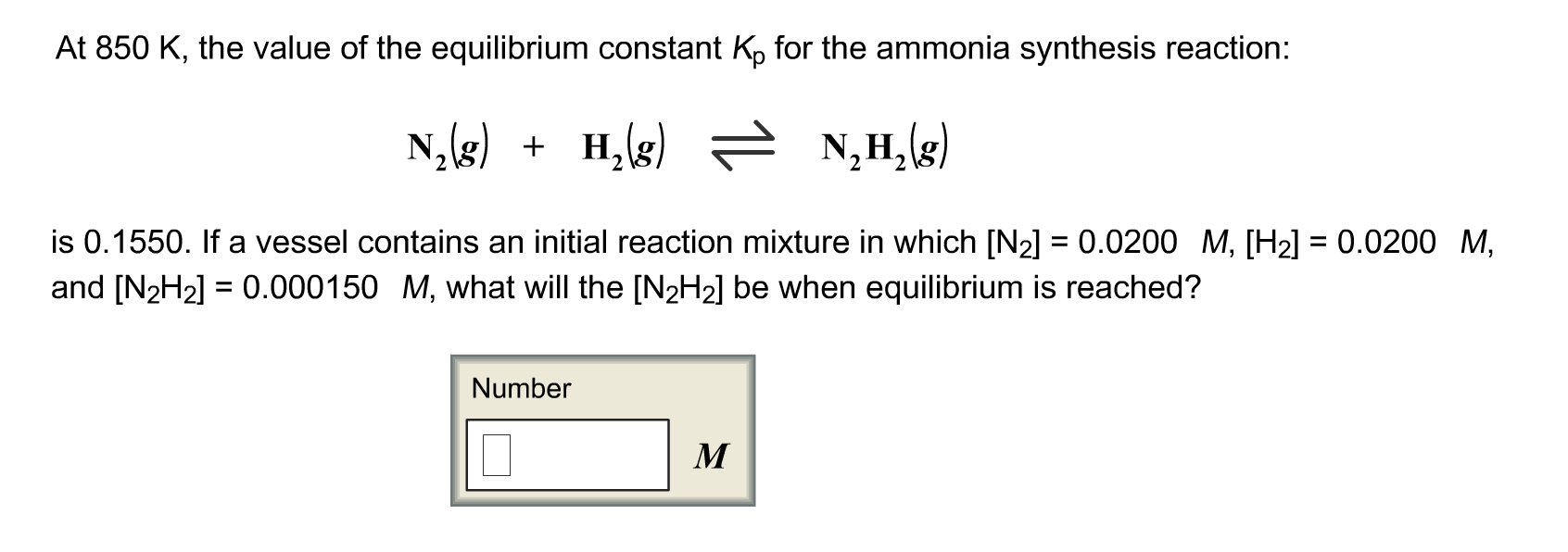 Solved At 850 K. the value of equilibrium constant Kp for | Chegg.com