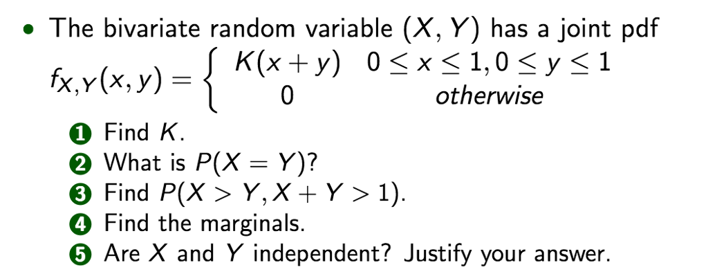 Solved The bivariate random variable (X, Y) has a joint pdf | Chegg.com
