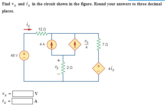 Solved Find vx and ix in the circuit shown in the figure. | Chegg.com