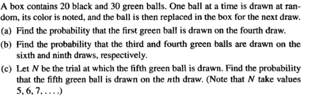 Solved A box contains 20 black and 30 green balls. One ball | Chegg.com