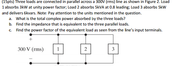 Solved Three loads are connected in parallel across a 300V | Chegg.com