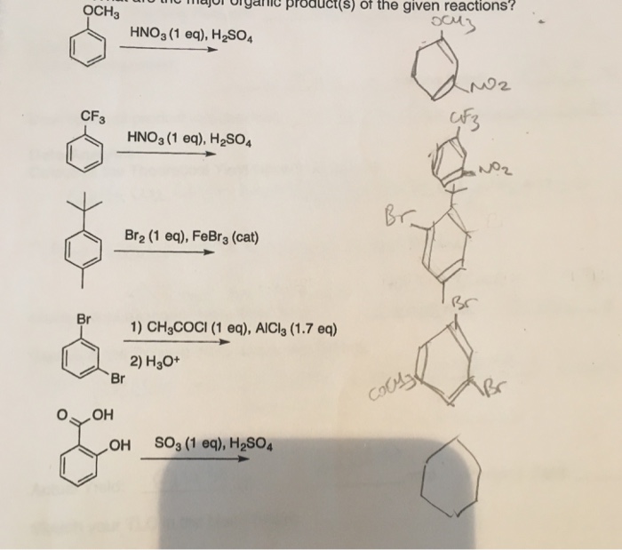 Solved product(s) of the given reactions? aj HNO3(1 eq), | Chegg.com