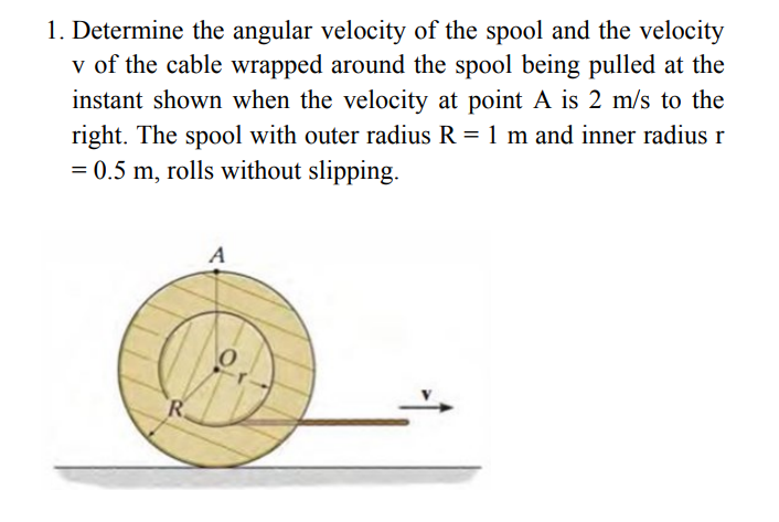Solved 1. Determine the angular velocity of the spool and | Chegg.com