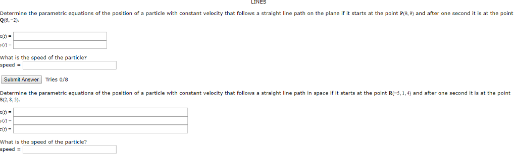 Solved LINES Determine the parametric equations of the | Chegg.com