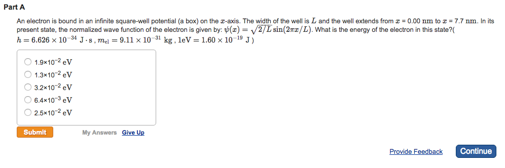 Solved An Electron Is Bound In An Infinite Square Well