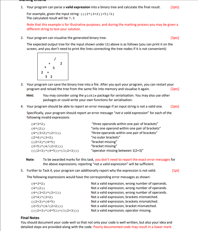 1 Your Program Can Parse A Valid Expression Into A